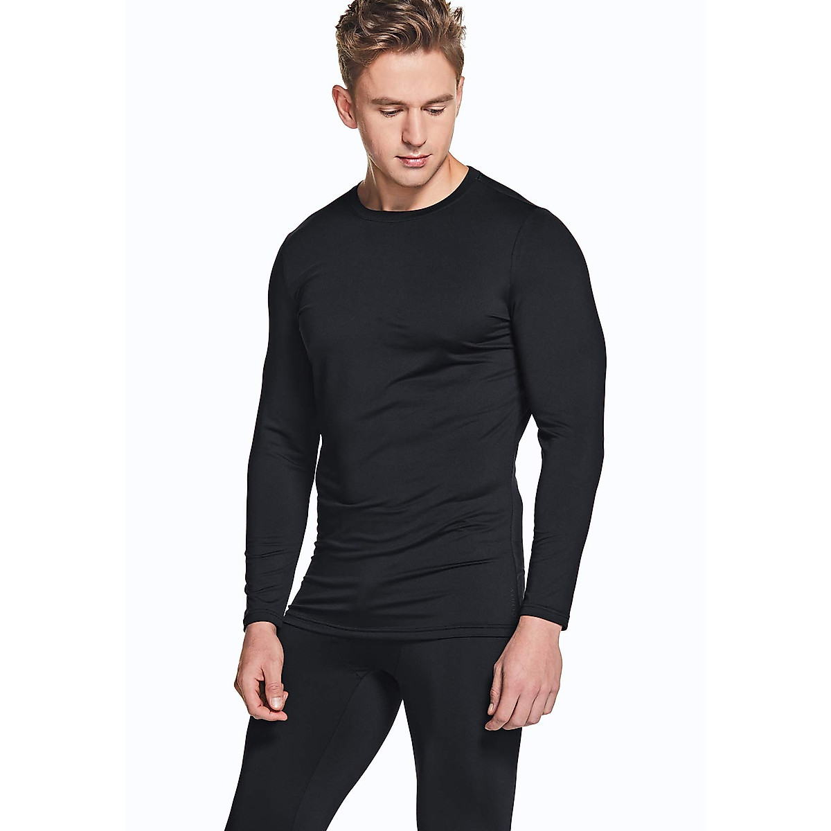 ATHLIO Men's Thermal Underwear Set, Winter Hunting Gear Comfort Fit Long Johns, Base Layer Top & Bottom for Cold Weather, Comfort Fit Set Black, Large