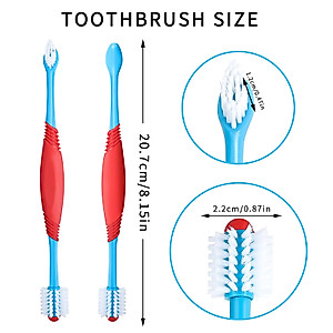 STSAIL 2PCS Dog Toothbrush 360 Degree Dog Tooth Brush, Dual Head Dog Tooth Brushing Kit Non Slip Toothbrush for Dogs and Cat Teeth Clean Pet Toothbrush Dental Care