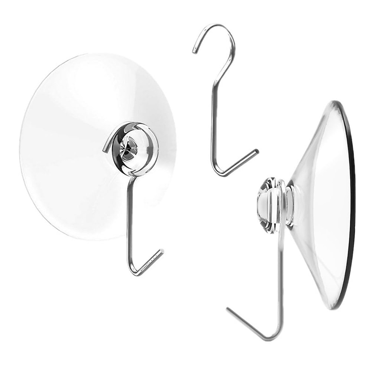 TOPQINFENGYUE 4 Pack Suction Cup Hooks Small Suction Cup Wall Hook Clear Clear Plastic Sucker Pads Removable for Home Kitchen Bathroom Glass Towel Hooks