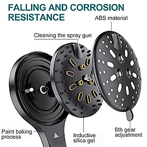 BATHPRO High Pressure Shower Head with Handheld, 6-mode Showerhead with Long Hose Stainless Steel 59", Built-in Power Wash to Clean, Adjustable Brass Ball Joint Bracket (2.5GPM, Matte Black)