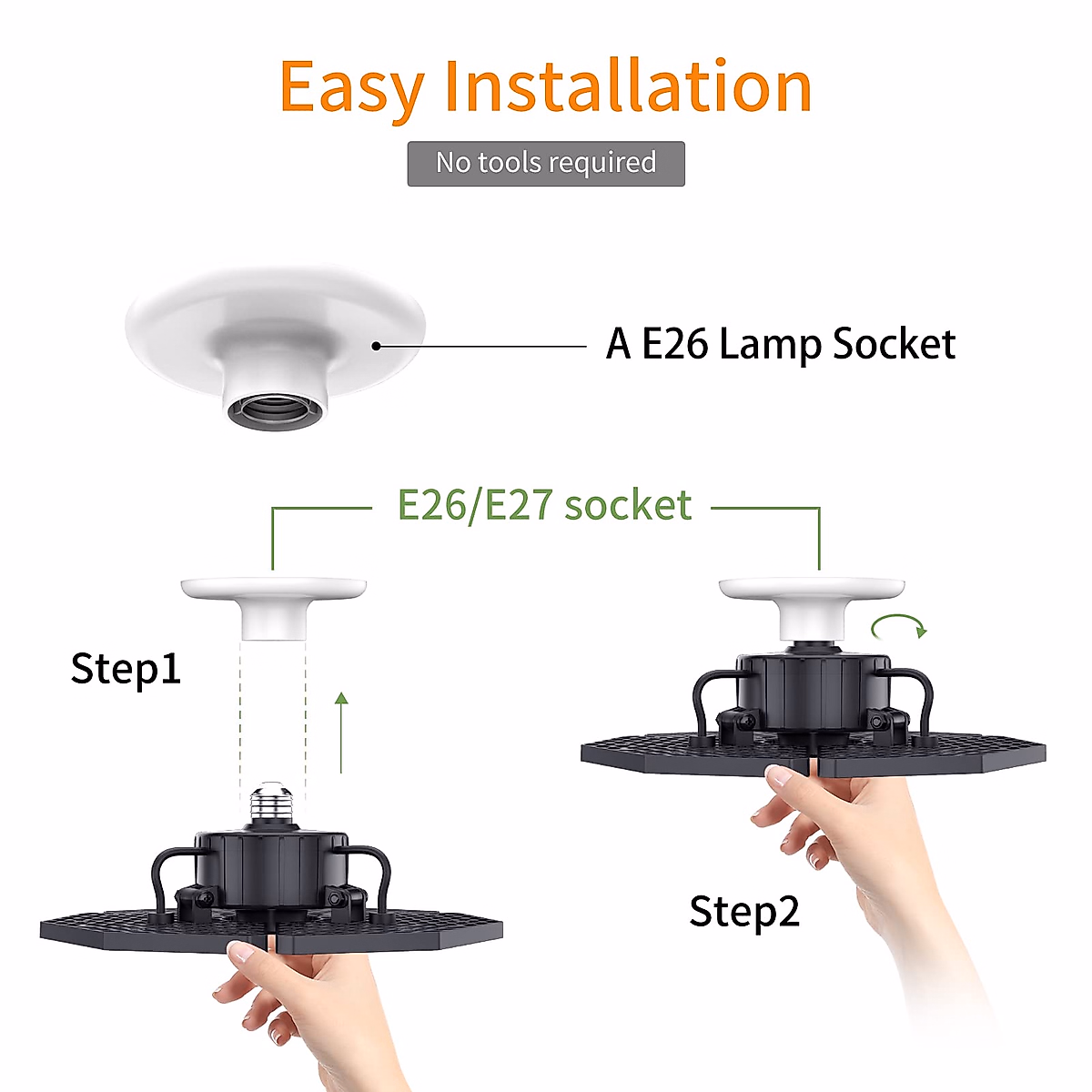 LED Garage Lights, 140W 18500 Lumens Garage Ceiling Lighting, 6000K Daylight with Deformable Three Panels Garage Light Fixture E26/E27 Triple Glow LED Shop Light for Garage Basement Workshop Warehouse