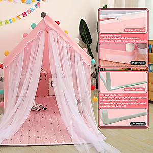YOIKO Kids Tents Indoor Playhouses Girls 9.9Ft Star String Lights Pink Tent for Girls Upgraded Large Kids Indoor Tents and Playhouses Longer Curtain with Colorful Accessories Decoration 50.4" x 47.3"