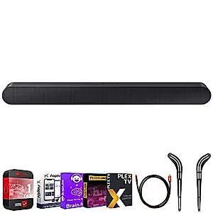 SAMSUNG HW-S50B 3.0ch All-in-One Soundbar w/Dolby 5.1 DTS Virtual:X 2022 Bundle with Universal Soundbar Bracket Mount + HDMI Cable + Entertainment Essentials Bundle + 1 Year Protection Pack