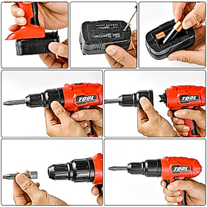 Toy Choi's Toy Drill for Kids - Electric Kid Drill Set Pretend Play Tool with Realistic Sound & Action, Construction Toy Tools for Kids Ages 3-5 with Toddler Drill Screw Set (Red)