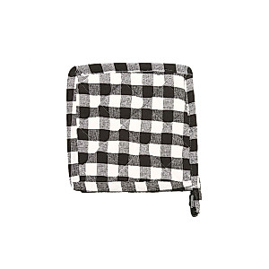 Heat Resistant Pot Holders 100% Cotton Everyday Quality Kitchen Cooking Dual-Function Hot Pad/Pot Holder- Square- Size 7" x 7" - Buffalo Plaid Pattern (Black/White) - { Pack of 5 }