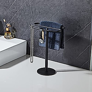 Matte Black Hand Towel Holder Stand, Free-Standing Towel Rack, SUS304 Stainless Steel Towel Bar Rack Stand, Tower Bar for Bathroom Kitchen Vanity Countertop