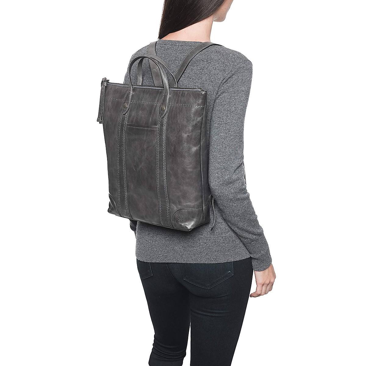 Frye Melissa Tall Zip Backpack, Carbon