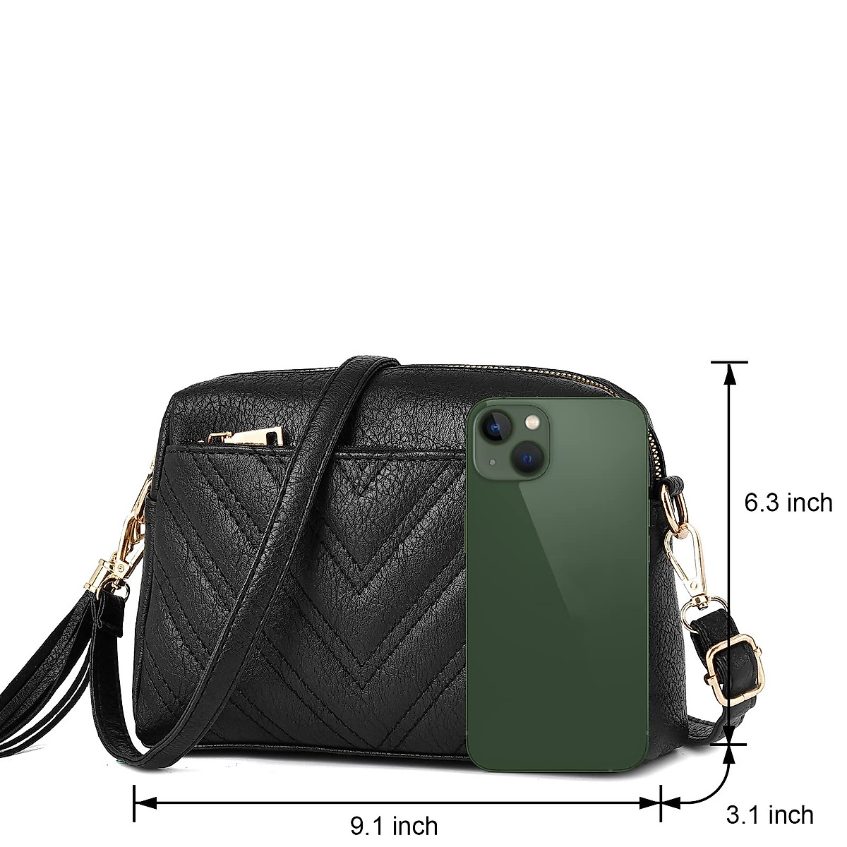 I IHAYNER Cute Little PU Leather Small Crossbody Bag for Women Shoulder Handbag for Teen Girls Lightweight Purse With Tassel Black