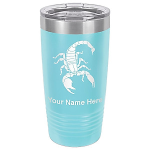 LaserGram 20oz Vacuum Insulated Tumbler Mug, Scorpion, Personalized Engraving Included (Light Blue)