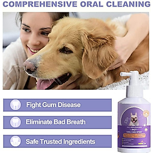 Pet Clean Teeth Spray, Teeth Cleaning Spray for Dogs & Cats, Targets Tartar & Plaque, Eliminate Bad Breath, Without Brushing