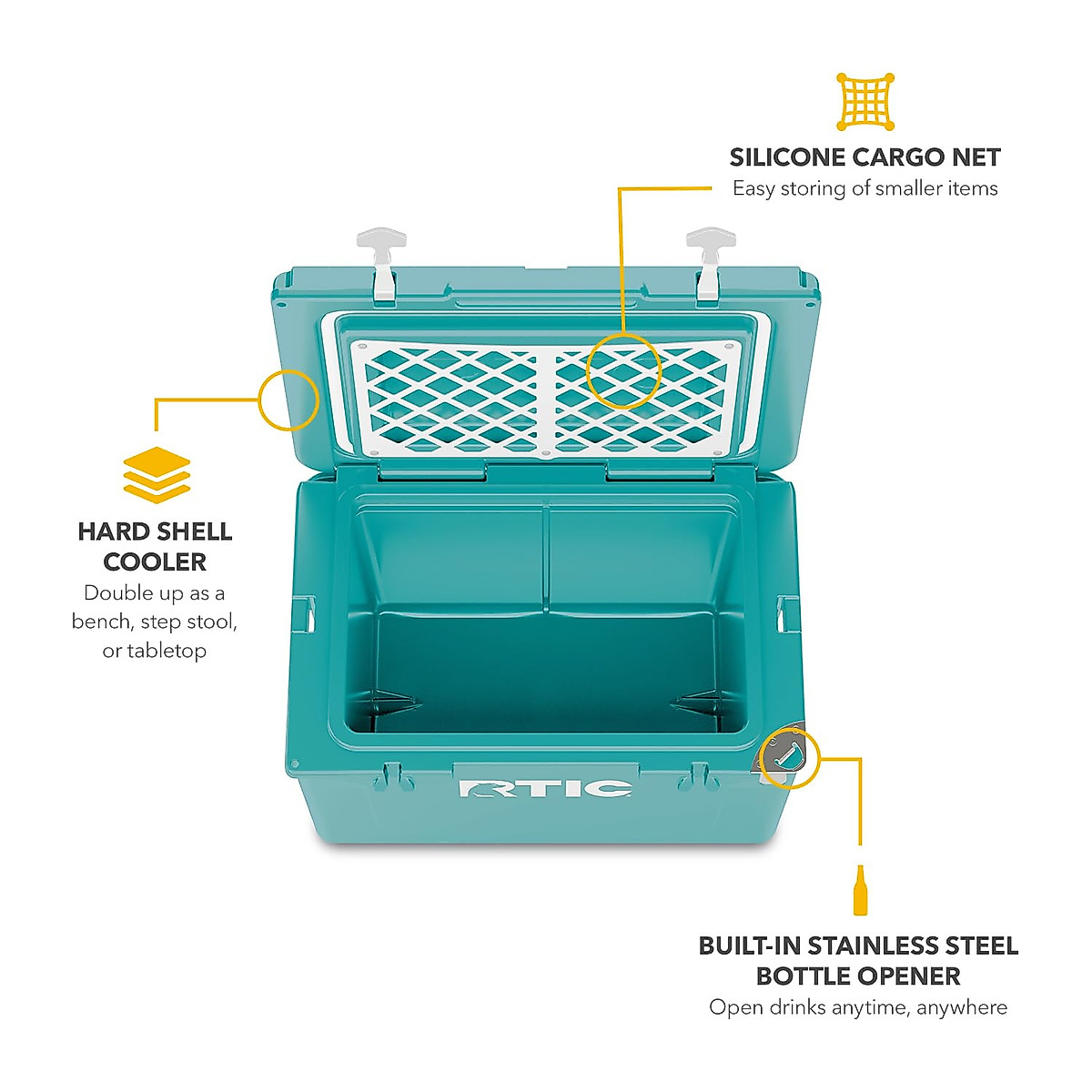 RTIC 45 QT Ultra-Tough Cooler Hard Insulated Portable Ice Chest Box for Beach, Drink, Beverage, Camping, Picnic, Fishing, Boat, Barbecue, Lagoon