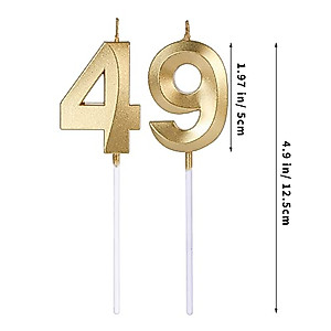 Gold 49th & 94th Birthday Candles for Cakes, Number 49 94 Candle Cake Topper for Party Anniversary Wedding Celebration Decoration