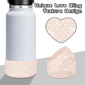 WUQID Protective Bling Heart Texture Silicone Boot Sleeve for Stanle Tumbler Quencher 40oz 30oz 20oz & IceFlow Flip 20-30oz and 12-24oz Hydro Sport Flask Bottles, Anti-Slip Bottle Bottom Sleeve Cover