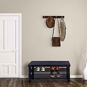 Knocbel 3-Tier Bamboo Shoe Bench 35.5 Inch Long Entryway Storage Rack Shoes Organizer (Coffee)