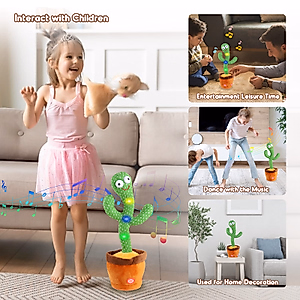 Kids Dancing Talking Cactus Toys for Baby Boys and Girls, Singing Mimicking Recording Repeating What You Say Sunny Cactus Electronic Light Up Plush Toy with 120 English Songs Smart Toy