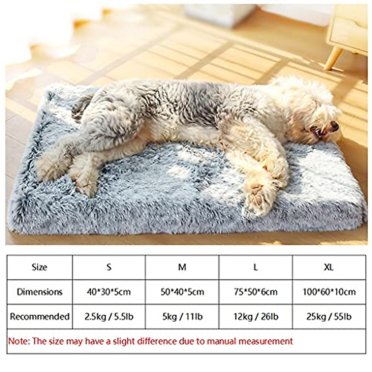 BaRdzo Plush Foam Dog Bed Rectangular Cat Dog Mats/Removable Cover Pet Mattress Cushion for Small Large Dogs (Color : D, Size : XL-100x60x10cm)