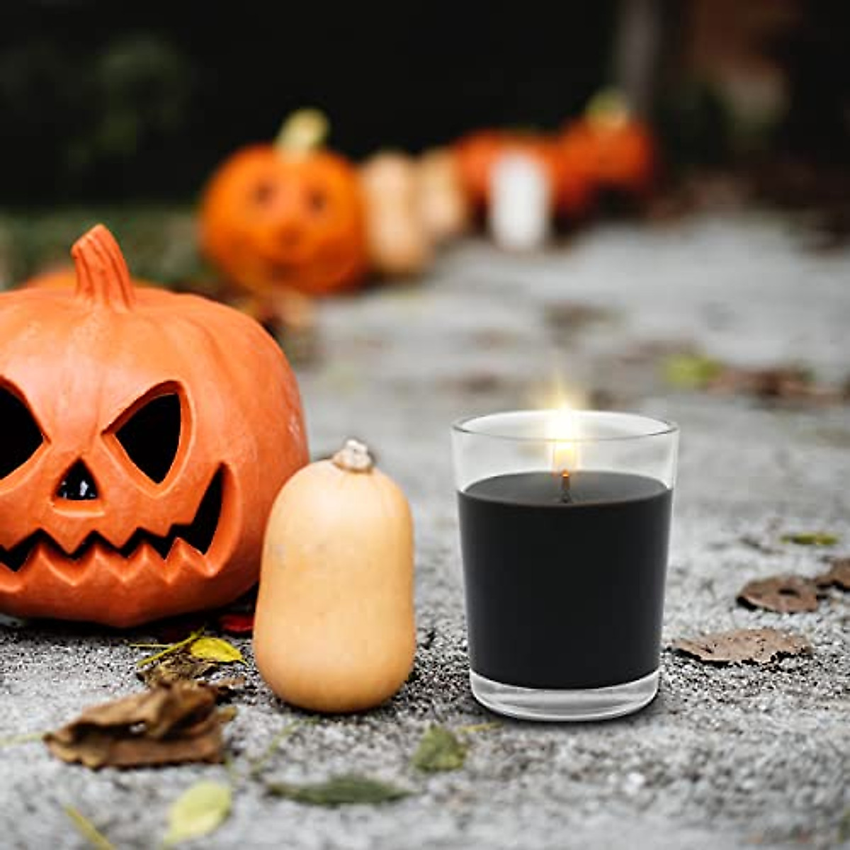Black Halloween Votive Candles in Glass 12 Packs Small Unscented Soy Wax Candles