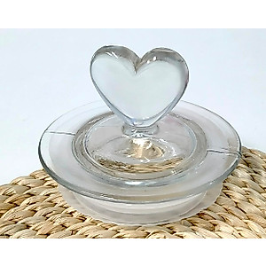 HomeyHoney 22 oz Clear Glass Canister with Cute Heart shaped Lids Set, Food Storage Glass Jars with Airtight Lids for Kitchen and Dining Room, Stripe/Set of 2