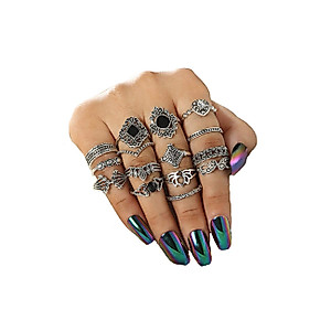 CSIYAN 6-16 PCS Knuckle Stacking Rings for Women,Boho Vintage Stackable Midi Finger Rings Set (I)