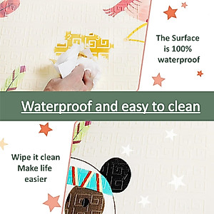 Baby Playmat for Crawling,0.6in Thick Extra Large Foldable Play Mat for Baby, Waterproof Non Toxic Anti-Slip Reversible Foam Playmat for Toddlers Kids(79 * 71 * 0.4)