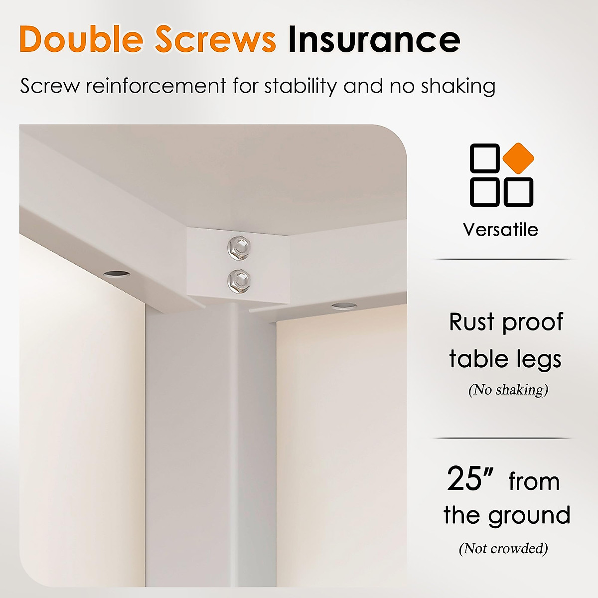 DlandHome 47 inches Medium Computer Desk, Home Composite Wood Board Desk, Decent and Steady Home Office School Desk/Workstation/Table, BS1-120WW White and White Legs, 1 Pack