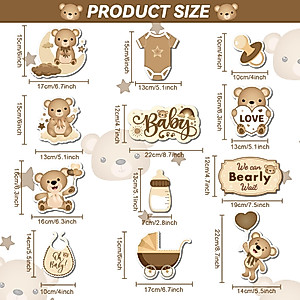 54Pcs Neutral Bear Baby Shower Party Hanging Swirls Cream Bear We Can Bearly Wait Nude Teddy Foil Ceiling Swirls Decor Boho Brown Bear Kids Birthday Gender Reveal Wedding Bridal Shower Party Supplies