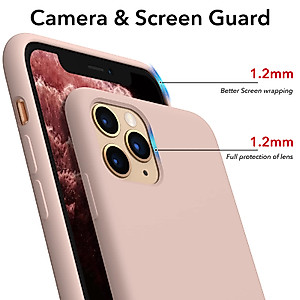 ORNARTO Compatible with iPhone 11 Pro Liquid Silicone Case 5.8 inch, Slim Liquid Silicone Case with Open Bottom Style Soft Gel Rubber Cover - Sand Pink