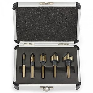 5pc Cobalt Industrial Countersink Bit Set in Aluminum Case