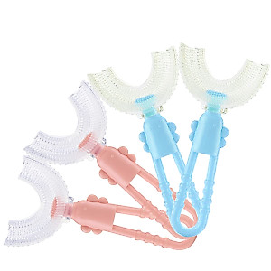 CUKEYOUZ 4 Packs Kids Toothbrushes,360 U Shaped Toothbrush Manual Training Tooth Brush U-Type Toothbrush Whole Mouth Toothbrush for Children (Ages 2-6)