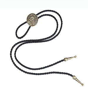 Bolo Tie for Women Men Gold Flower Cowboy Necklace Rodeo Leather Necktie Bolo Western Necklace Cowboy Bolo Tie