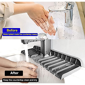 2Pack Silicone Faucet Handle Drip Catcher Tray, Hyjjlele Kitchen Guard Silicone Faucet Sink Handle Drip Catcher Mat, Bathroom Faucet Water Catcher Splash Guard, Drying Countertop Pad