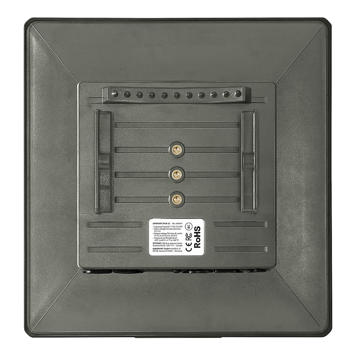 SPYPOINT Solar Panel SPLB-22 for Trail Camera with Internal Battery for Outdoor Trail Camera Solar Panel - 15,000 mAh Battery Capacity, 12v, 9V and 6V Power outlets with DC Charger Included