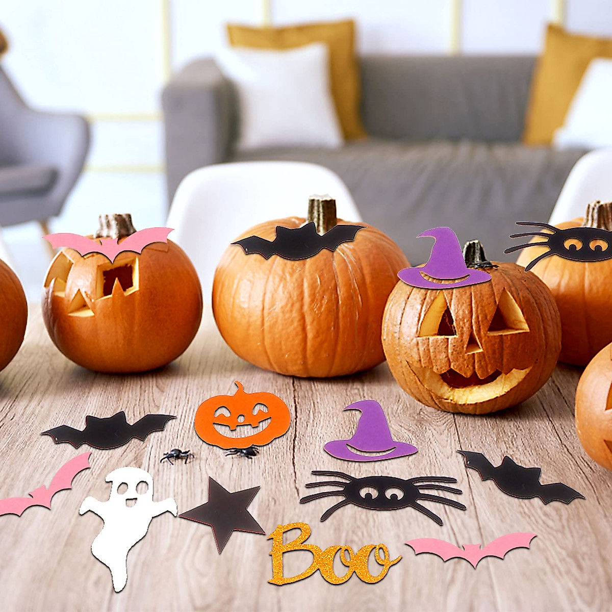 Halloween Bat Ghost Confetti Sprinkles Bats Spider Pumpkin Confetti Table Scatter Witches Spider Webs Five-Pointed Star Halloween Party Decorations Confetti for Halloween Party Favors