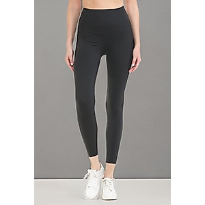Leggings Depot High Waist 7/8 Leggings Workout Yoga Pants with Pockets (Black, Medium)
