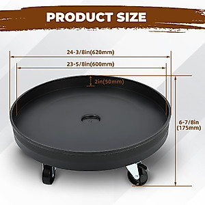 HECASA Universal Drum Dolly for 55 Gallon Round Container, 500 lbs Heavy Duty Plastic Drum Cart Barrel Cart Barrel Dolly Water Drums Trash Can Dolly with 5 Swivel Wheels for Transport Black