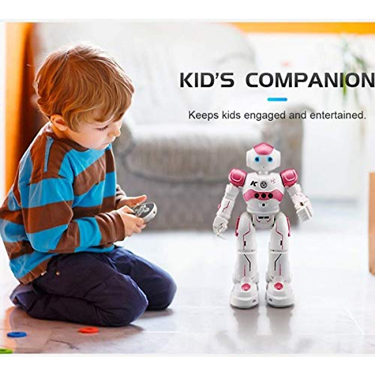 WEECOC RC Robot Toys Gesture Sensing Smart Robot Toy for Girls Can Singing Dancing Speaking Christmas Birthday Gift (Pink)