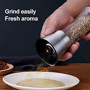 Fillable Stainless Steel Grinder - Aadjustable Black Pepper Grinder, Long Lasting Fresh Keeping Spice Grinder, High Glass Blender That Can Be Used for Pepper, Cumin, Sea Salt, Mung Bean (High)