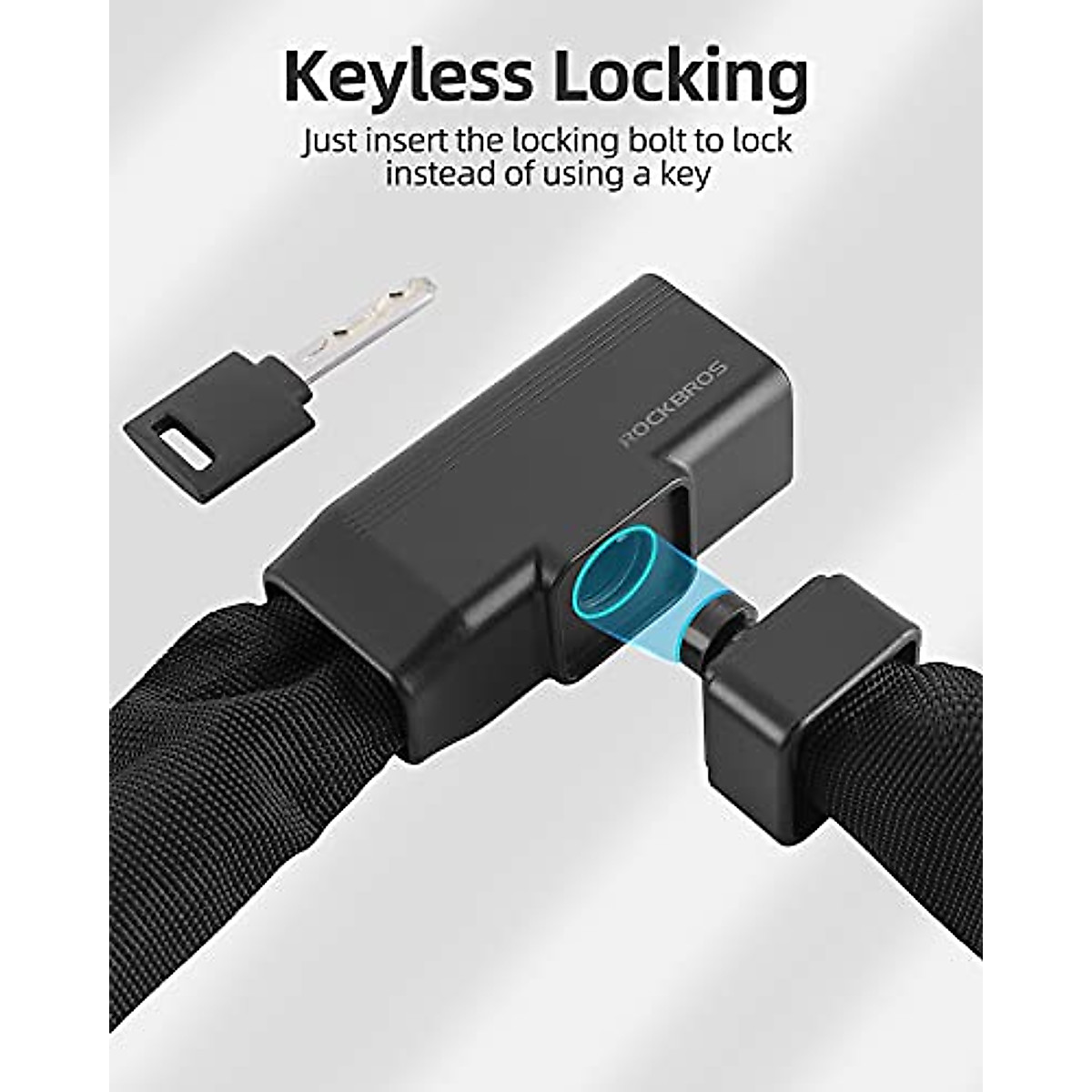 ROCKBROS Bike Chain Lock 3.18ft Heavy Duty Motorcycle Chain Locks 8mm Thick Anti-Theft Security Bicycle Lock with 2 Keys for Mountain Road Electric Bike, Motorcycles, Scooter, Door, Gates