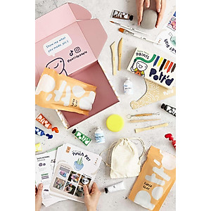 Pott'd™ Home Air-Dry Clay Pottery Kit for Beginners, Pottery Kit for Adults. Kit Includes: Air-Dry Clay for Adults, Tools, Paints, Brushes, Sealant, How-to-Guide, Gift - Regular Paints