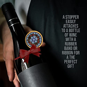 Wine Bottle Stopper – Unique gift for Dinner Host, Wine Lover, or Housewarming – a versatile wine accessory, use for Wine or Champagne – Handmade of Murano Glass and Portuguese Cork keeps wine fresher