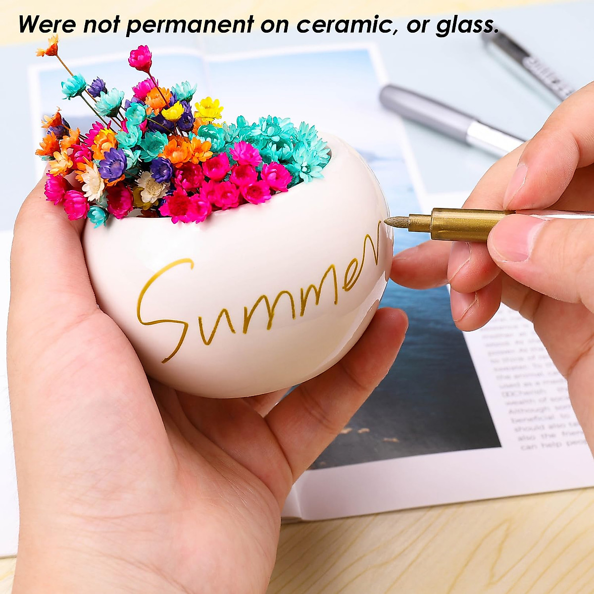 Dyvicl Premium Metallic Markers Pens - Silver and Gold Paint Pens for Black Paper, Glass, Rock Painting, Halloween Pumpkin, Card Making, Scrapbook Album, Christmas DIY Art Craft Kids, Set of 4