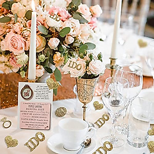 Gold Wedding Table Confetti, Bachelorette Engagement Party Decorations, Glitter Paper Diamond Ring,I Do and Hearts Confetti Scatter for Bridal Shower Decor 1.18 inch,1.18 inch,1.57 inch,0.59 inch