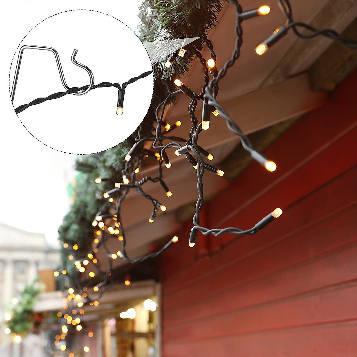 Hotop 80 Pieces Christmas Light Hanger for Gutters Gutter Hooks Metal Outdoor Xmas Hanging Kitchen Bathroom Work Shop Garden Silver