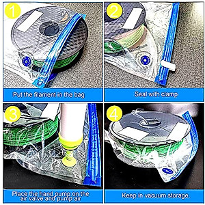 3Dman Filament Storage Bag Vacuum Kit, 20 x Cleaning Drying Sealed Bags (13.4 x 11.8 inch) for 3D Printers, with 1 Hand Pump, 1 Sealing Clip