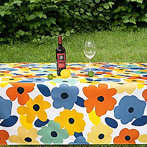 ASPMIZ Floral Tablecloth, Flowers Table Cloth for Spring Summer Fall Autumn, Waterproof Tablecloth for Kitchen Dining Room Picnic Party Banquet, Outdoor Indoor Use Table Cover, Rectangle 60 x 84 inch