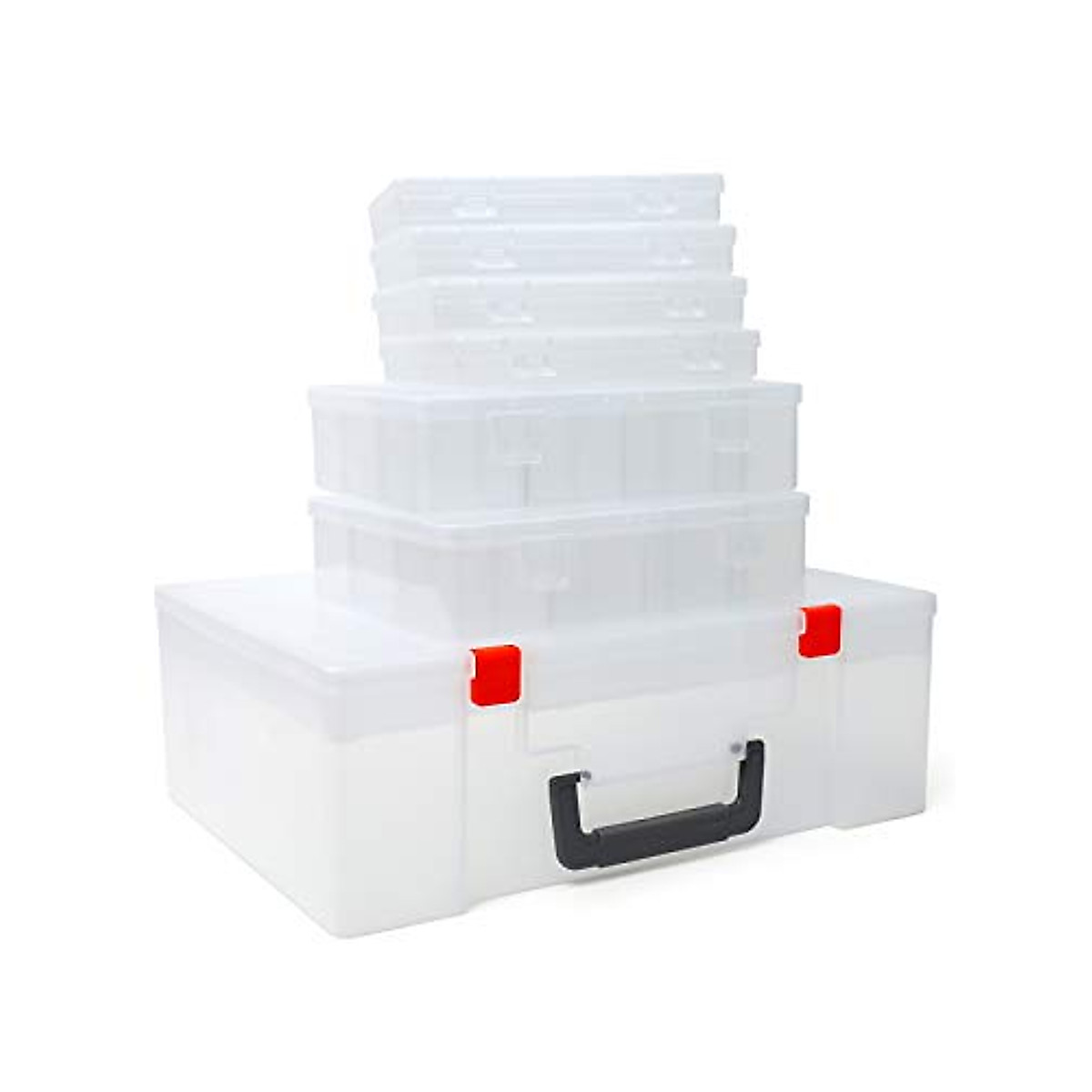 UHOUSE 7 Pack Plastic Organizer Container,Plastic Storage Box with Adjustable Dividers for Jewelry Toy Cosmetics Craft Fuse Beads Nuts Pills Tackle and Screwdriver