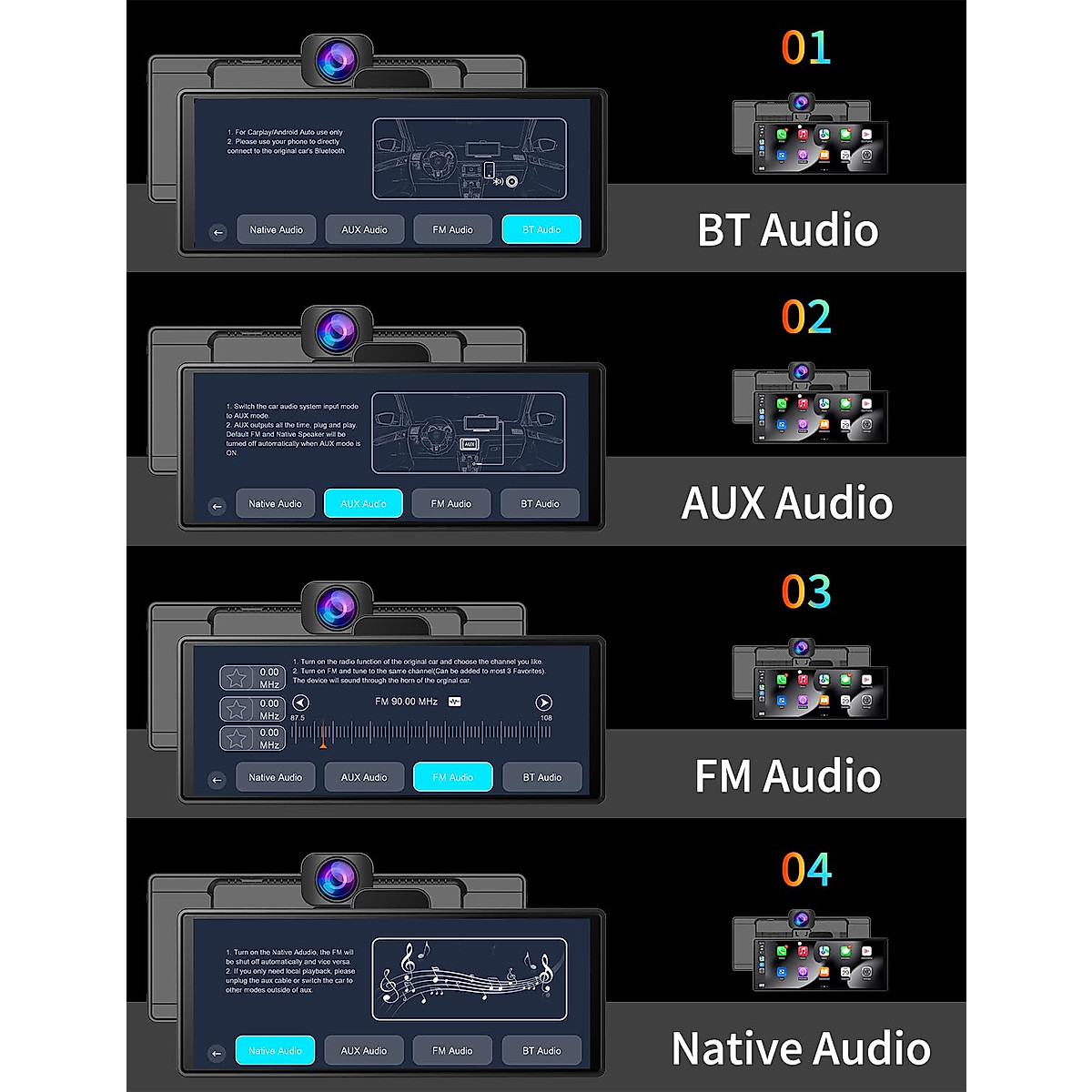 9.3" Portable Apple Carplay Screen for Car with 4K ADAS Dash Cam, Wireless Apple Carplay & Android Auto, 1080P Backup Camera, Phone Mirroring, AUX/FM/Speaker