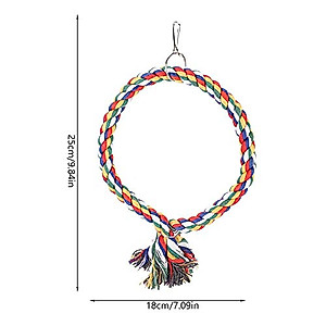 Bird Rope Toy，Round Circle Rings Colorful Cotton Rope Swing Toy Pet Bird Standing Playing Chewing Perches Loop for Parrot Parakeet Bungee Canary Cockatiel Lovebirds