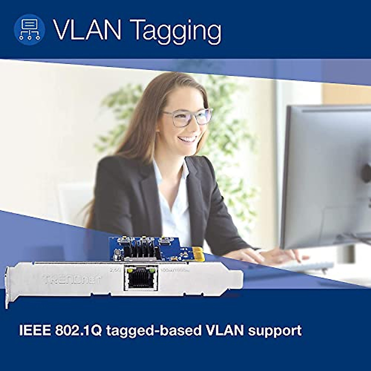 TRENDnet 2.5GBase-T PCIe Network Adapter, TEG-25GECTX, Converts a PCIe 2.0 or Later Slot into a 2.5G Ethernet Port, 802.1Q VLAN Tagging, Standard & Low-Profile Brackets Included, Windows Support