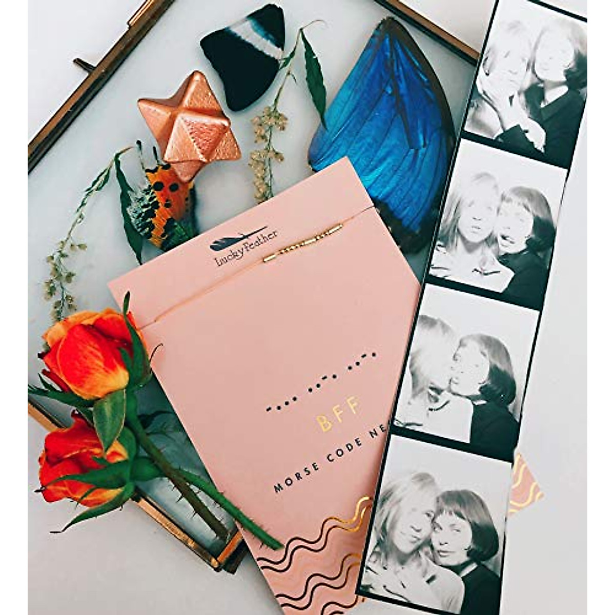 Lucky Feather Morse Code Secret Message Necklace - BFF